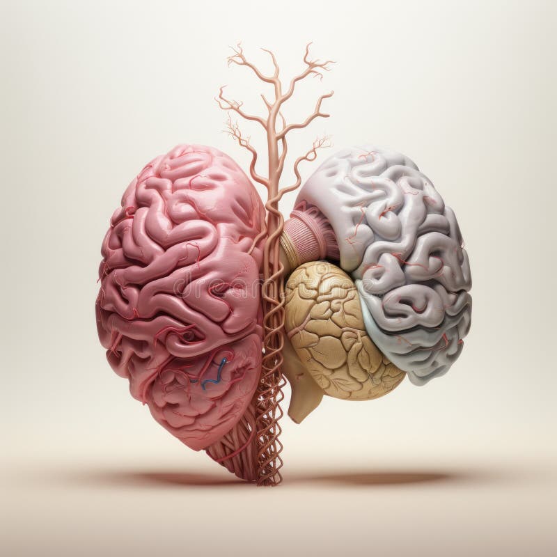 Human Brain and Tree in the Form of a Human Brain. 3d Illustration ...