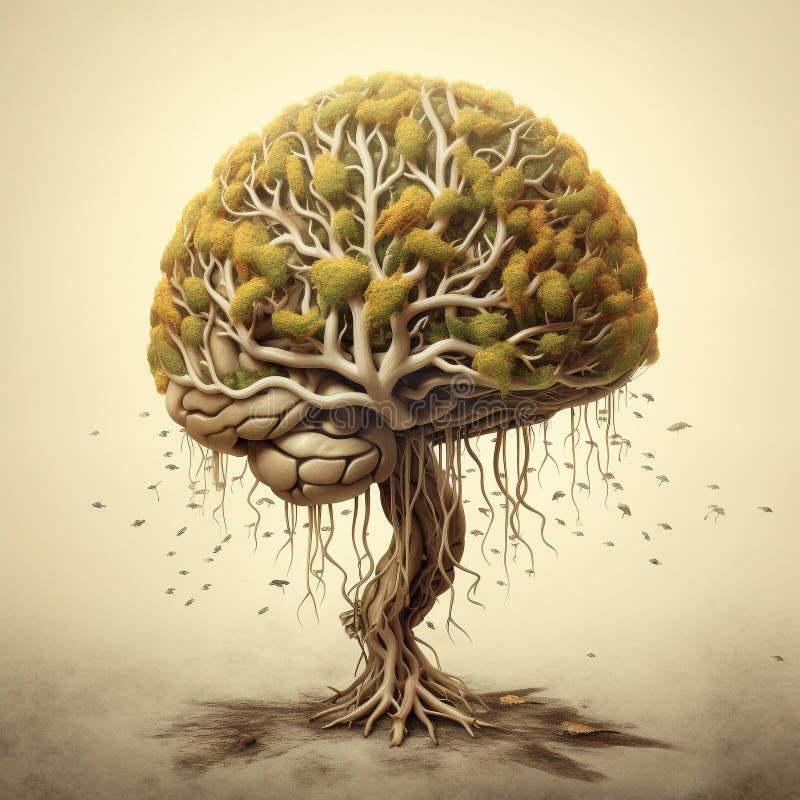 A Human Brain Tree, Generative AI Stock Illustration - Illustration of ...