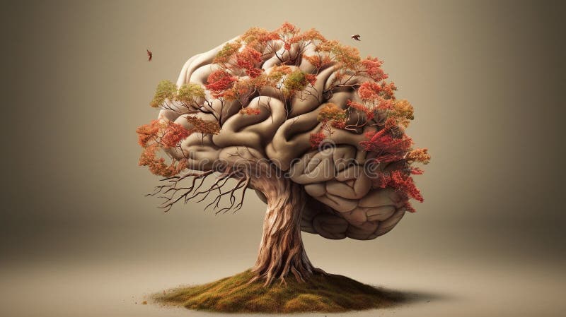 A Human Brain Tree, Generative AI Stock Illustration - Illustration of ...