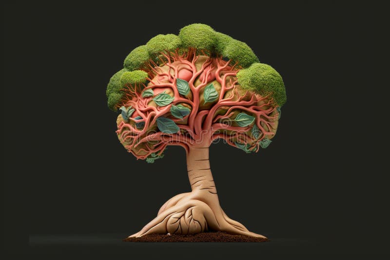 A Human Brain Tree, Generative AI Stock Illustration - Illustration of ...