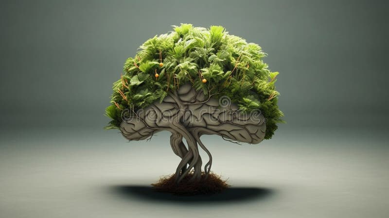 A Human Brain Tree, Generative AI Stock Illustration - Illustration of ...
