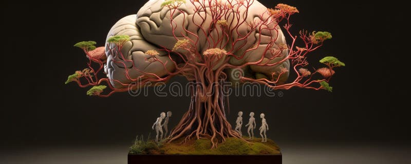 A Human Brain Tree Surrounded by Aliens Observing it, Generative AI ...