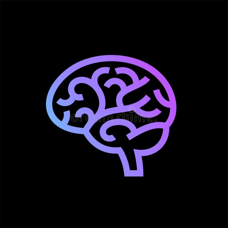 Human Brain Vector Illustration. Line Icon, Gradient Coloured. Stock ...
