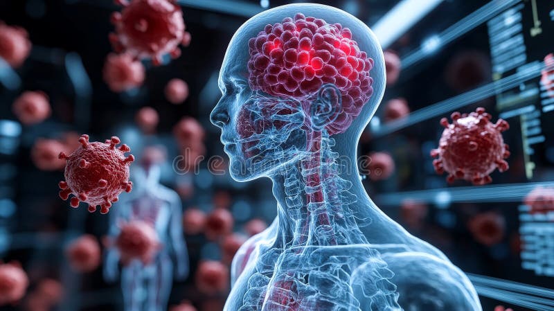 Human Brain and Virus.a Battle for Control Stock Illustration ...