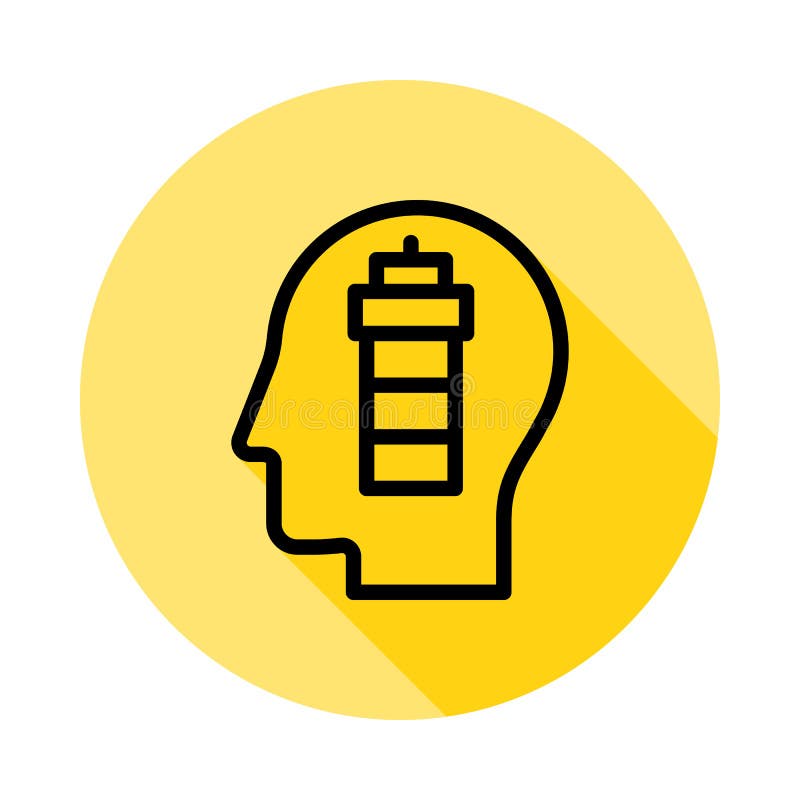 Human, Brain, Vision Icon Long Shadow Stock Illustration - Illustration ...