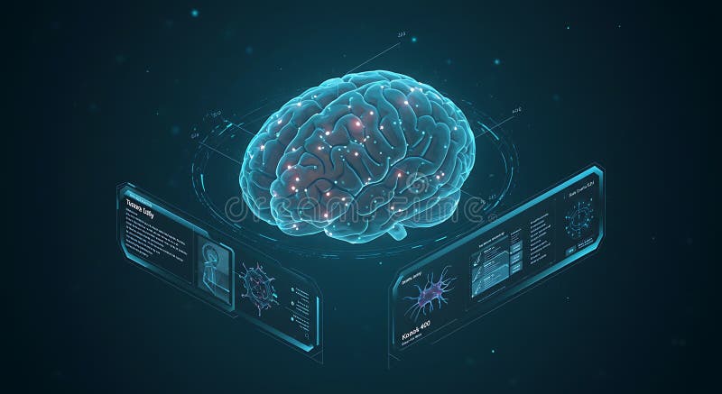 Human Brain Visualization with Glowing Connections and Medical ...