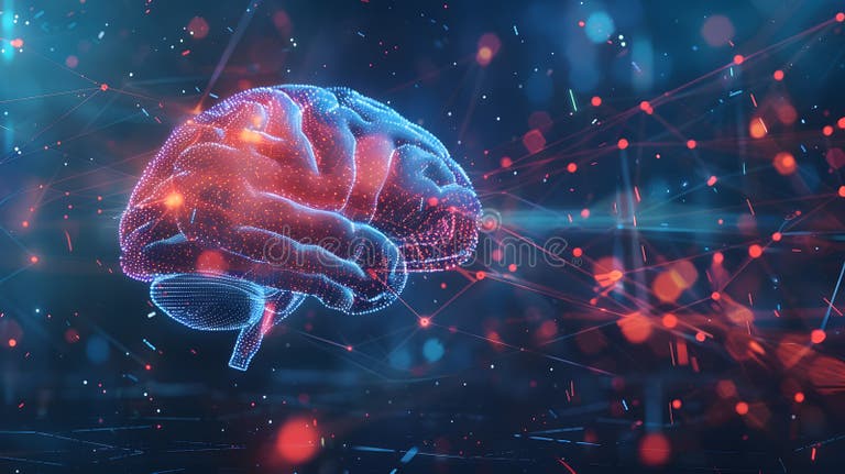 Human Brain Visualized Alongside an AI-powered Neural. Stock ...