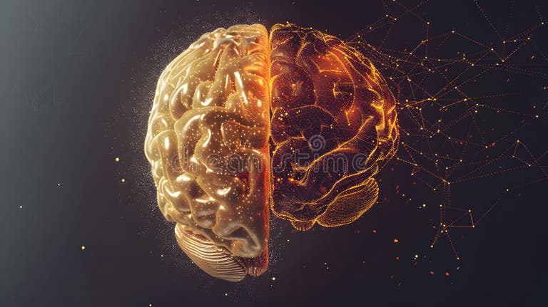 Human Brain Visualized Alongside an AI-powered Neural. Stock ...