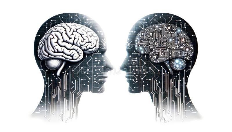 Human Brain Vs. Artificial Intelligence Concept with Circuit Board ...