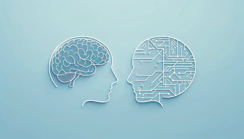 Human Brain Vs. Artificial Intelligence Concept - Digital Vs Stock ...