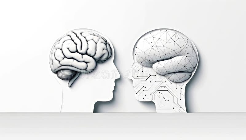 Human Brain Vs. Artificial Intelligence Conceptual Illustration ...