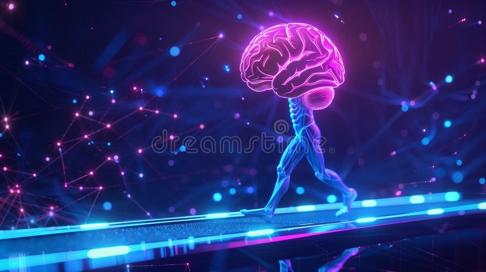 Human Brain Walks on Its Feet Engraving Stock Illustration ...