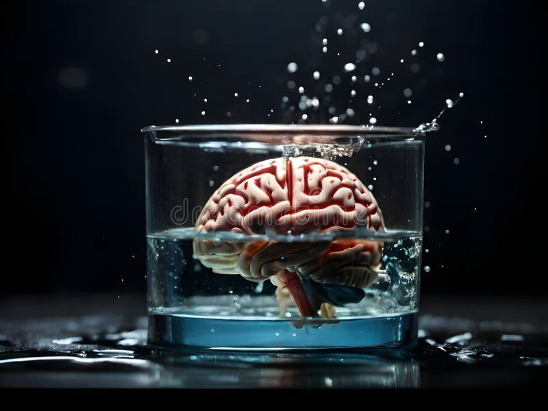 Human Brain in Water with a Big Splash. Brain Wash Stock Illustration ...