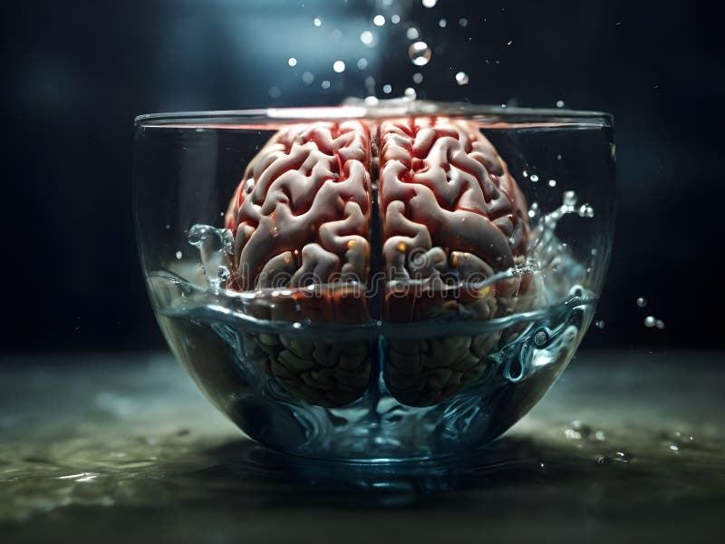 Human Brain in Water with a Big Splash. Brain Wash Stock Illustration ...