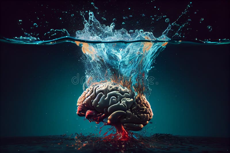 Human Brain on Water.generative Ai Stock Illustration - Illustration of ...