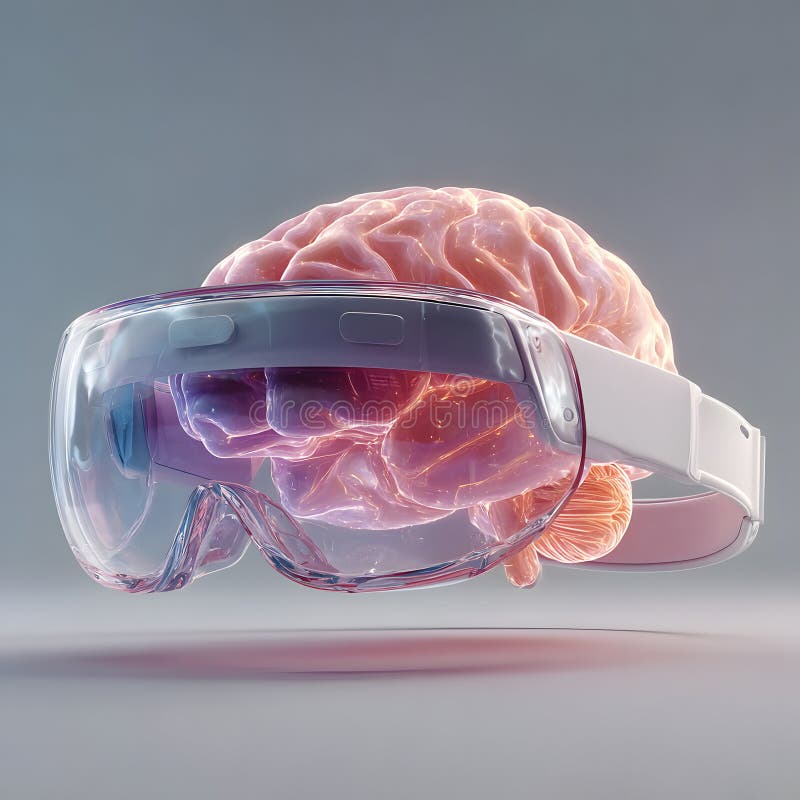 Human Brain Wearing Augmented Reality Visor Representing Immersive ...