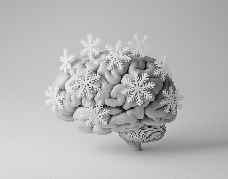 ? Human Brain with White Snowflakes Stock Illustration - Illustration of critical, intellectual ...