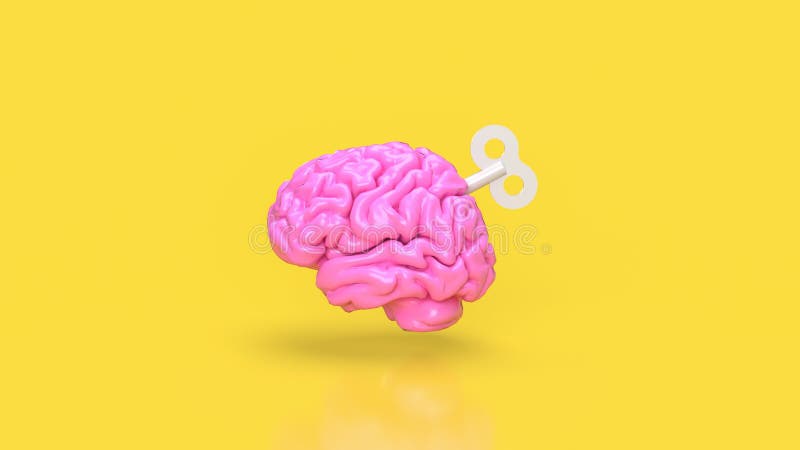 The Human Brain with Wind Up for Business or Sci and Medical Concept 3d ...