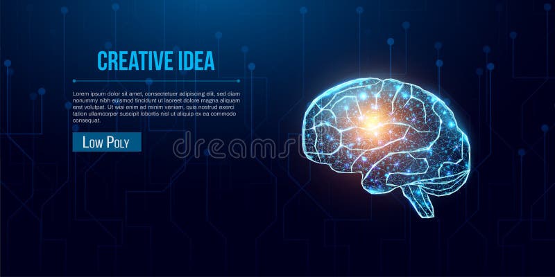 Brain wireframe model stock illustration. Illustration of futuristic ...