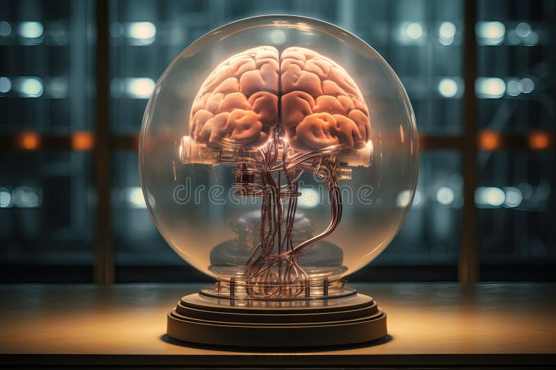 Human Brain with Wires Connected To it. Stock Illustration ...