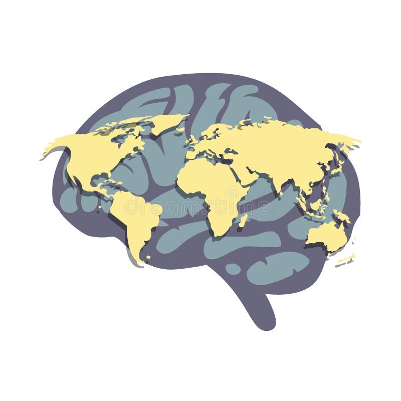 Human Brain World Map Vector Illustration Stock Vector - Illustration ...