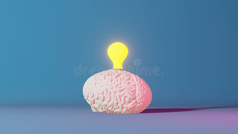 Human Brain Health Neon Light Background 3d Animation. Creative Idea ...
