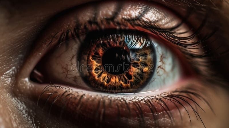 Human Brown Eye Extreme Close Up Macro Photography Ai Generated Stock ...