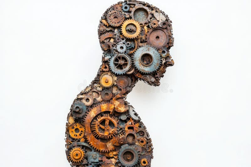 Human Bust Made of Rusty Gears Representing Artificial Intelligence and ...