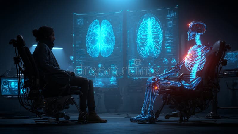 Human Candidate Sits Across from Humanoid Robot, Showcasing Advanced ...