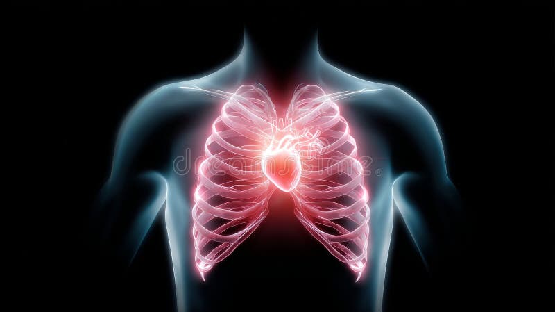 Human Cardiovascular System Visualization with Glowing Heart and ...