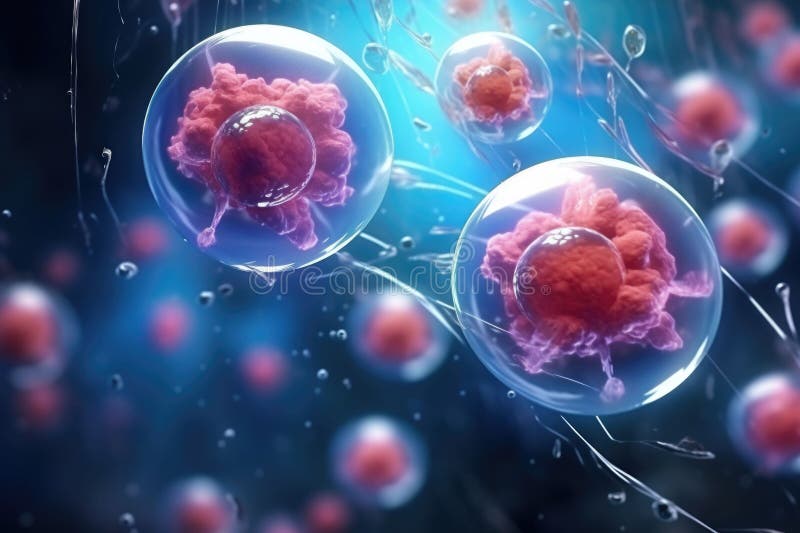 Human Cell or Embryonic Stem Cell, Microscope Background. Generative AI ...