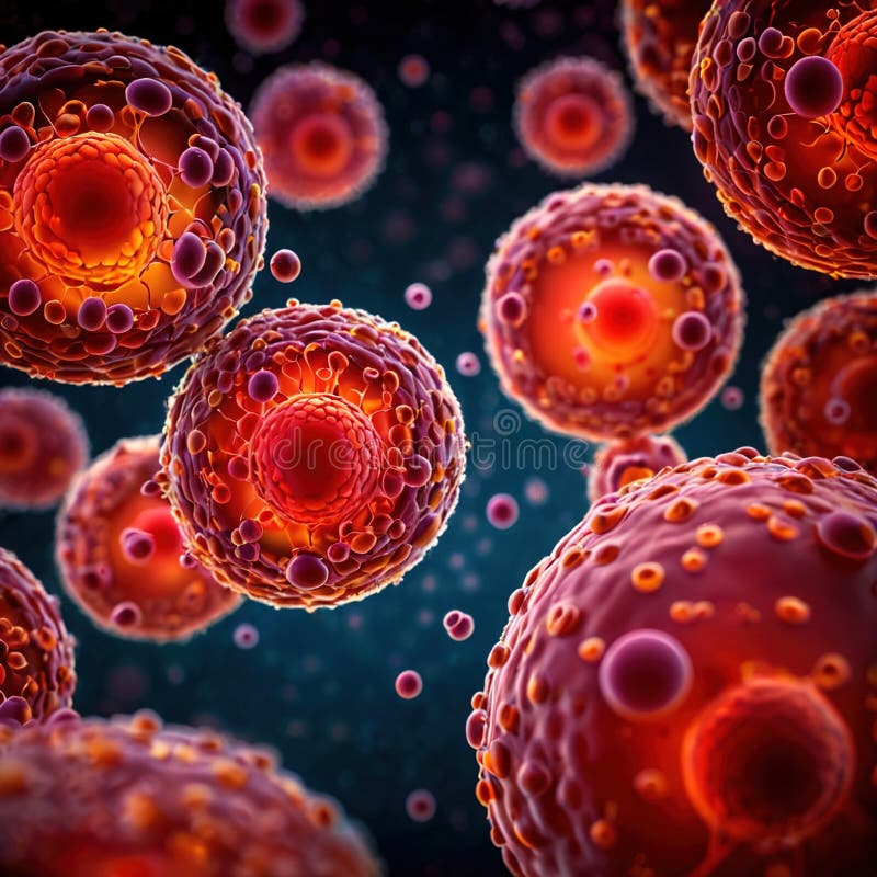 Human Cell or Embryonic Stem Cell Microscope Background. Stock ...