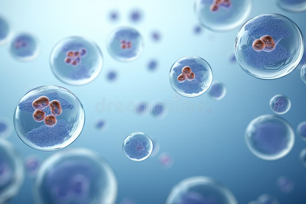 Human Cell and Embryonic Stem Cell in Mesmerizing Microscope Background ...