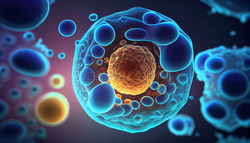 Human Cell Embryonic Stem Microscope Background3d Illustration ...