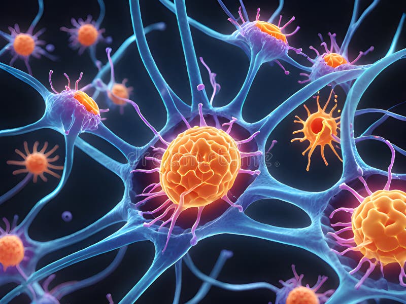 Human cells and bacteria stock illustration. Illustration of background ...