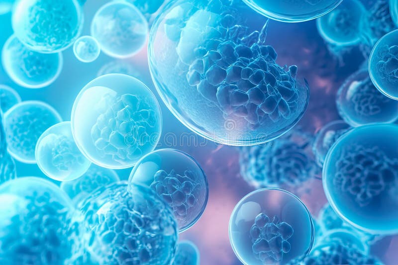 Human Cells or Embryonic Stem Cells Microscope Background. the Blue ...