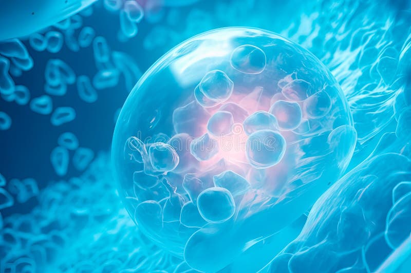 Human Cells or Embryonic Stem Cells Microscope Background. the Blue ...