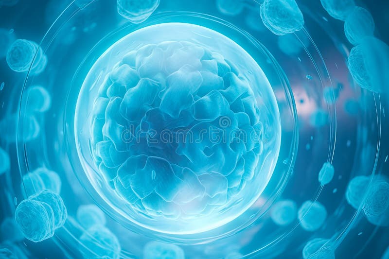 Human Cells or Embryonic Stem Cells Microscope Background. the Blue ...