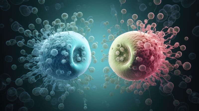 Human Cells Engaging in Immune Response Stock Illustration ...