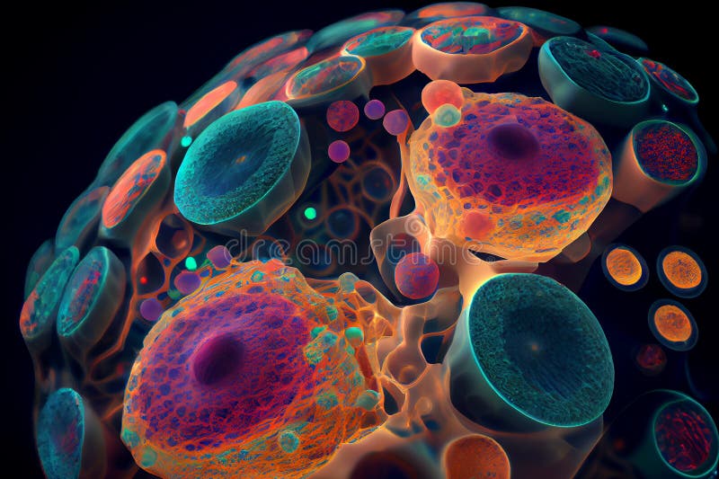 Human Cells Under Microscope, Generative Ai Illustration 库存例证 - 插画 包括有 ...