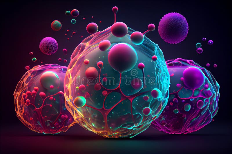 Human Cells Under Microscope, Generative Ai Illustration Stock ...