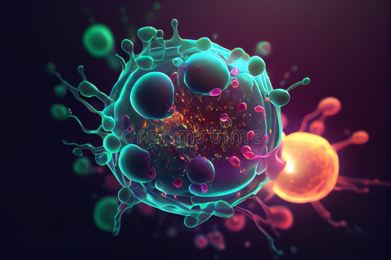 Human Cells Under Microscope, Generative Ai Illustration Stock ...