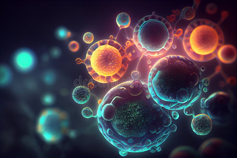 Human Cells Under Microscope, Generative Ai Illustration Stock ...