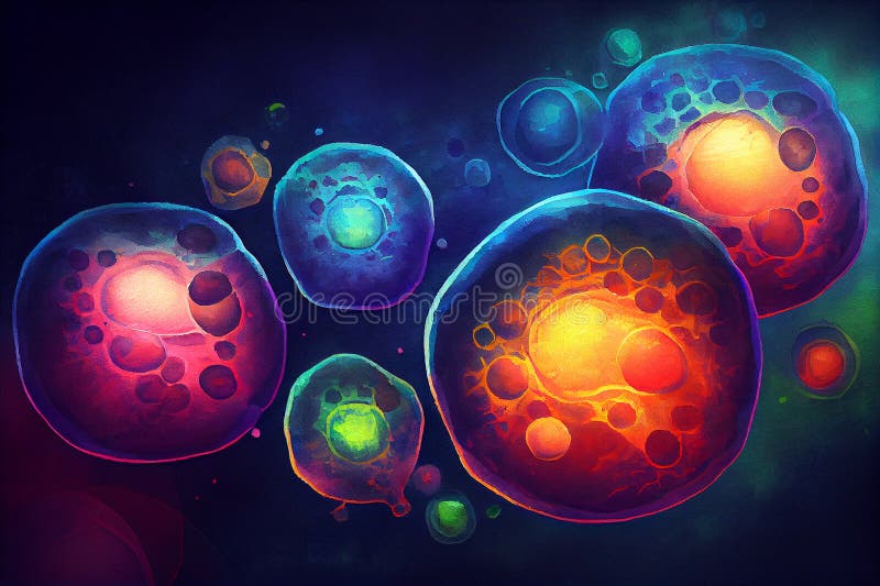 Human Cells Under Microscope, Generative Ai Illustration Stock ...