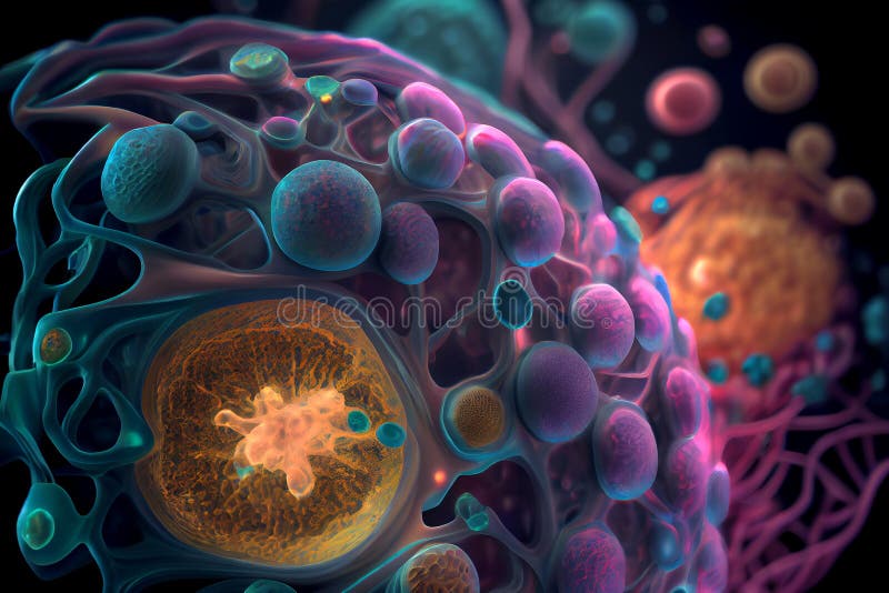 Human Cells Under Microscope, Generative Ai Illustration Stock ...