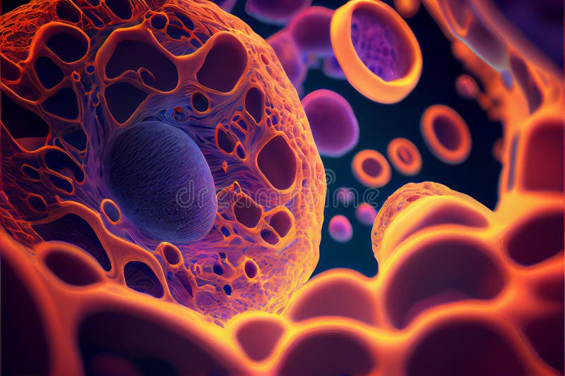 Human Cells Under Microscope, Generative Ai Illustration Stock ...