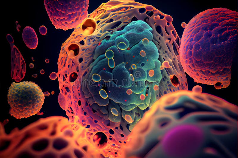 Human Cells Under Microscope, Generative Ai Illustration Stock ...
