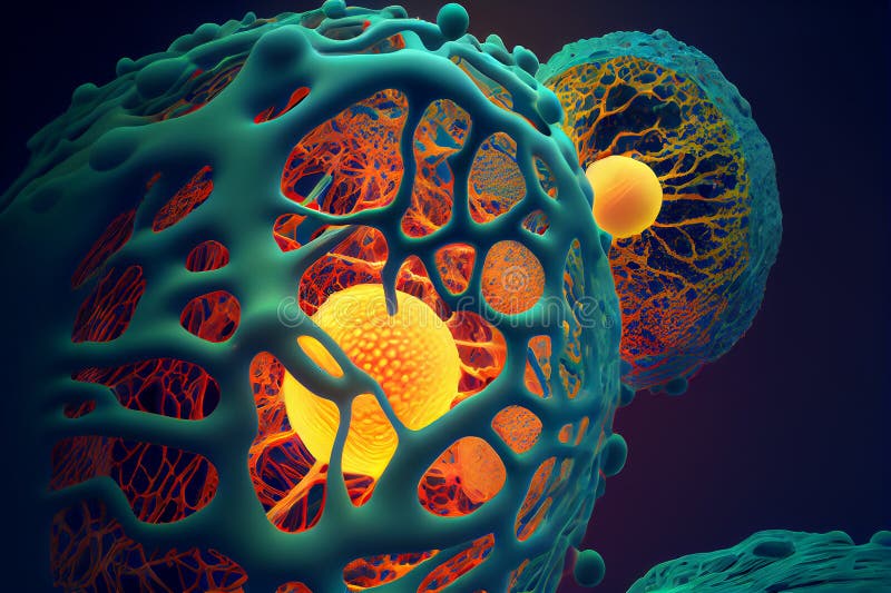 Human Cells Under Microscope, Generative Ai Illustration Stock ...