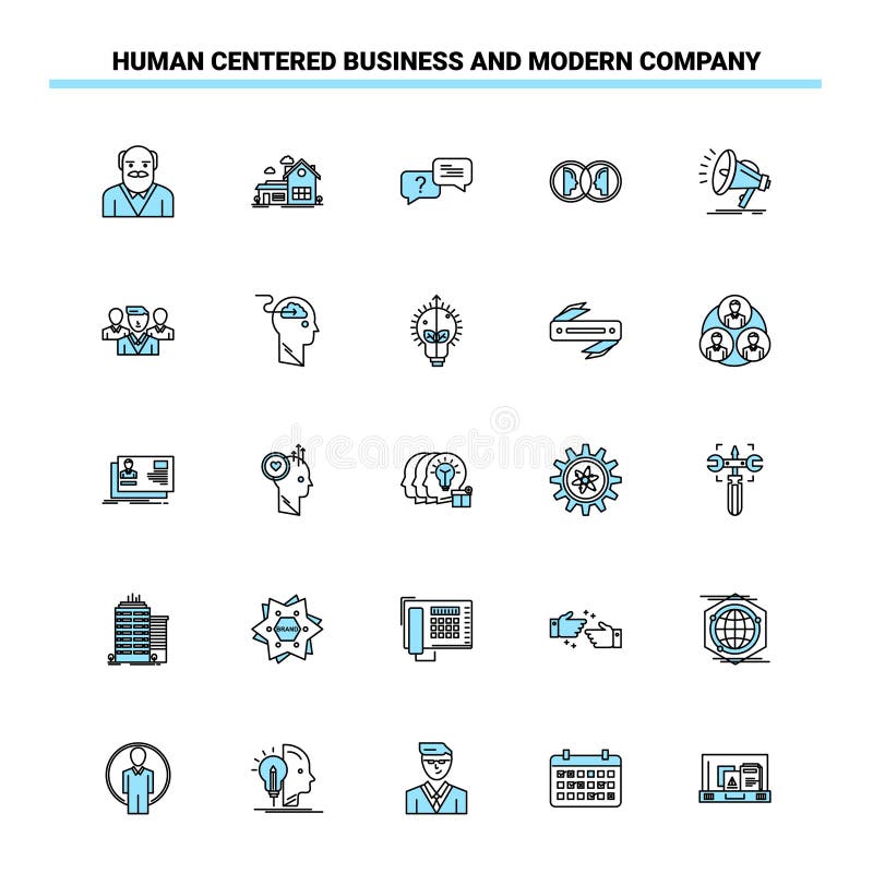 25 Human Centered Business and Modern Company Black and Blue Icon Set ...