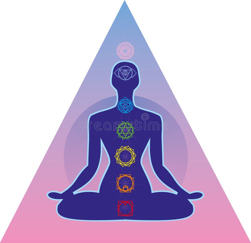 Woman And Man Silhouette, Aura, Chakras, Energy Stock Illustration ...